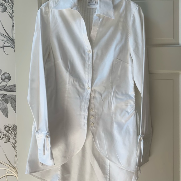 Apriori | Tops | Designer White Blouse Longer Back Gathers | Poshmark